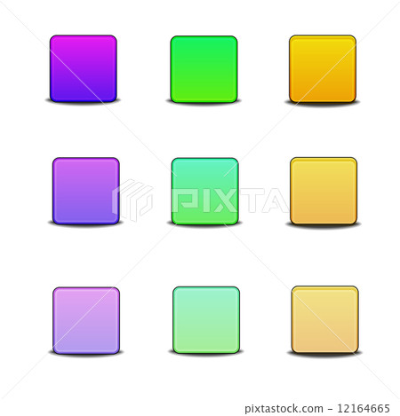Colorful bevel styled icon set on white background-插圖素材 [12164665 ...