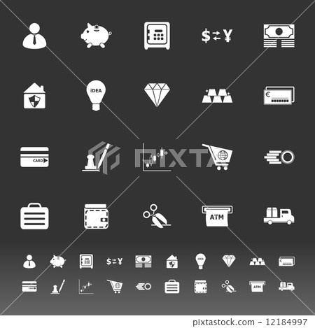Money icons on gray background - Stock Illustration [12184997] - PIXTA