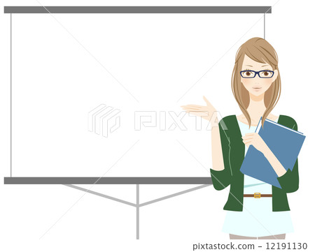 A woman introduced with a projector - Stock Illustration [12191130] - PIXTA