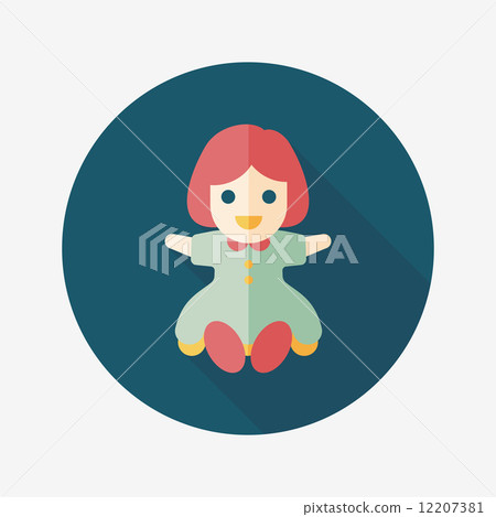 girl doll toy flat icon with long shadow,eps 10 - Stock Illustration ...