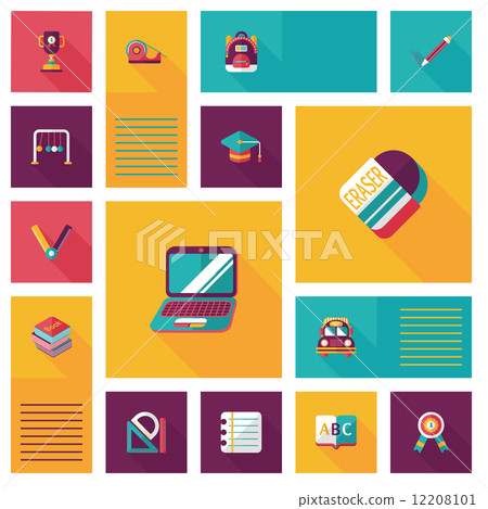 back to school flat ui background,eps10 - Stock Illustration [12208101 ...