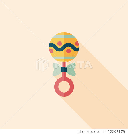baby rattle flat icon with long shadow,EPS 10 - Stock Illustration ...