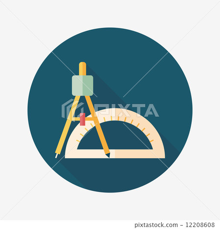 rulers and compass flat icon with long... - Stock Illustration ...