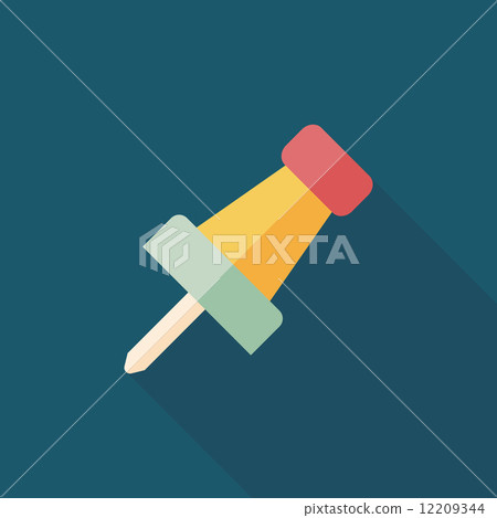 push pin flat icon with long shadow,eps10 - Stock Illustration ...