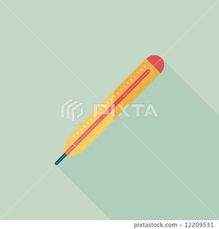 thermometer flat icon with long shadow - Stock Illustration [12209531 ...