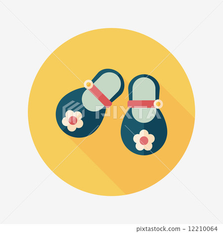baby booties flat icon with long shadow - Stock Illustration [12210064 ...