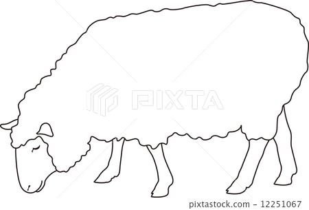 Sheep sideways outline - Stock Illustration [12251067] - PIXTA