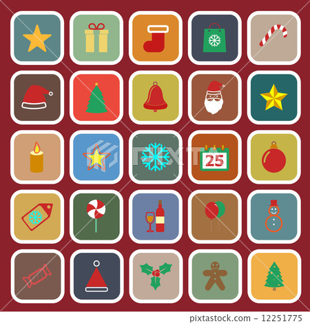 Christmas flat color icons on red background - Stock Illustration ...