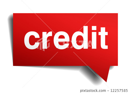 Credit red 3d realistic paper speech bubble... - Stock Illustration ...
