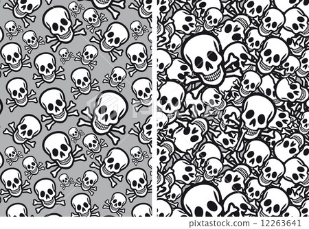 Skulls seamless patterns, vector - Stock Illustration [12263641] - PIXTA