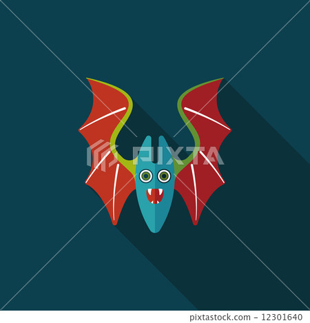 Bat flat icon with long shadow,eps10 - Stock Illustration [12301640 ...