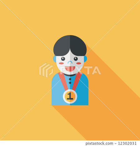 winning boy flat icon with long shadow,eps10 - Stock Illustration ...