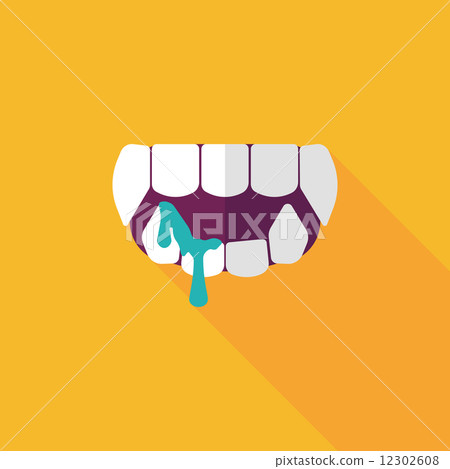 Halloween fangs flat icon with long shadow,eps10 - Stock Illustration ...