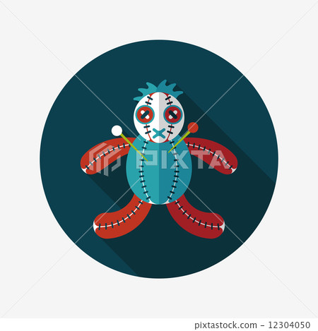 Halloween voodoo doll flat icon with long... - Stock Illustration [12304050] - PIXTA