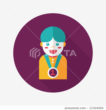 winning boy flat icon with long shadow,eps10 - Stock Illustration ...