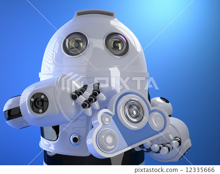 Robot with cloud in his hand. Cloud computing... - Stock Illustration ...