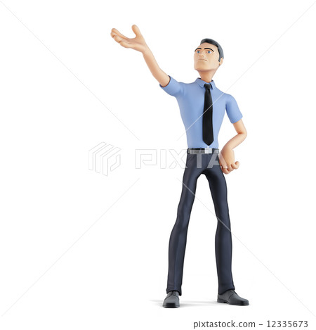 3d businessman pointing at invisible object.... - Stock Illustration ...