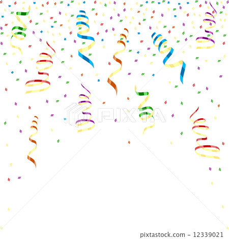 Multicolor curling ribbons with stellar confetti - Stock Illustration ...