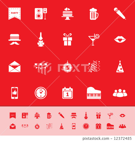 Celebration color icons on red background - Stock Illustration ...
