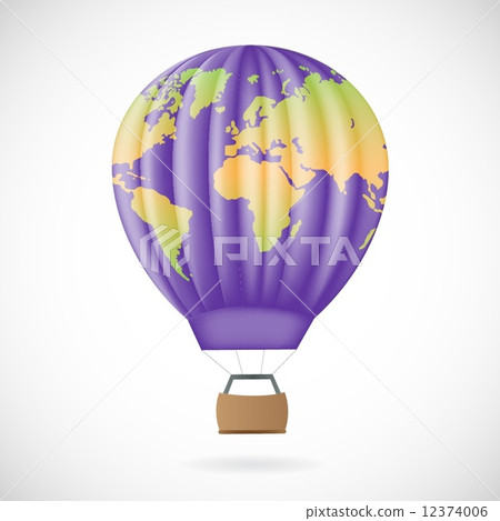 Air balloon with world map on it - Stock Illustration [12374006] - PIXTA