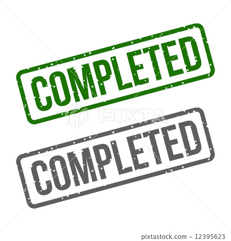 stamp completed with green text over white... - Stock Illustration ...