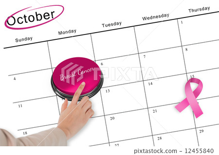 Hand pushing pink button for breast cancer... - Stock Photo [12455840 ...