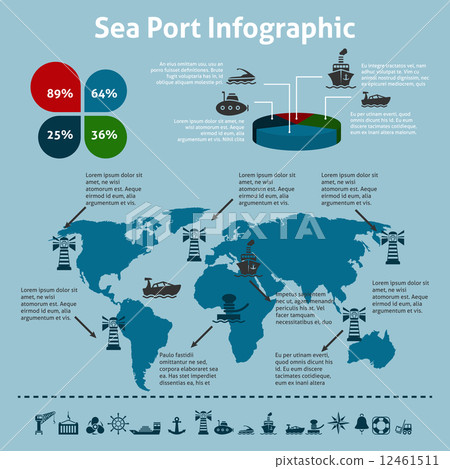 Sea port infographic - Stock Illustration [12461511] - PIXTA