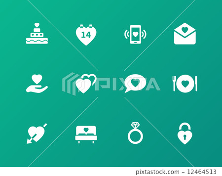 Love icons on green background. - Stock Illustration [12464513] - PIXTA