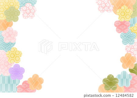 Ume plum pattern side-by-side - Stock Illustration [12484582] - PIXTA