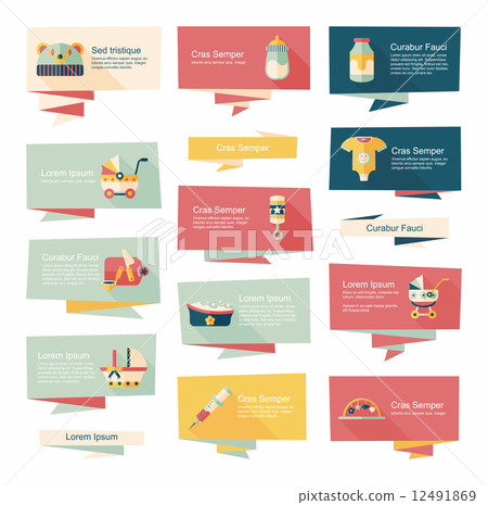 baby flat banner background set,eps10 - Stock Illustration [12491869 ...