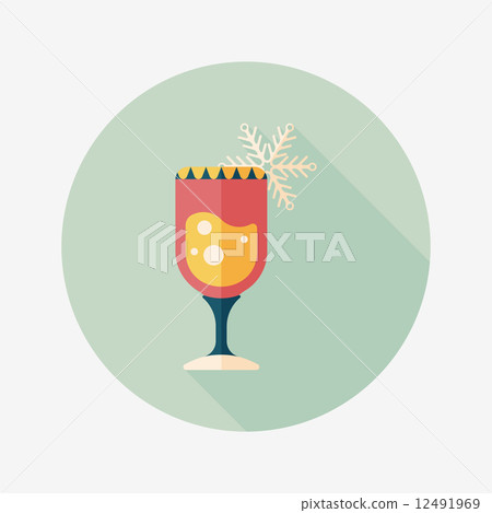 Christmas cocktail flat icon with long... - Stock Illustration ...