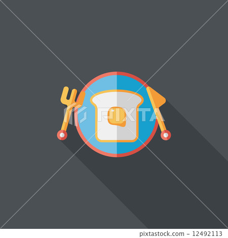 breakfast toast flat icon with long shadow,eps10 - Stock Illustration ...
