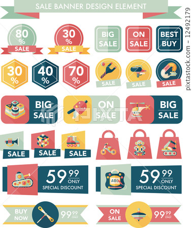 Toy sale banner design flat background set, eps10 - Stock Illustration ...