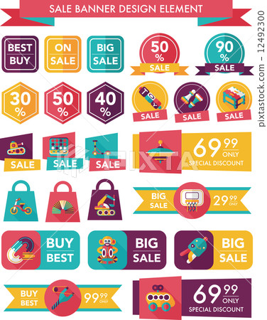 Toy sale banner design flat background set, eps10 - Stock Illustration ...