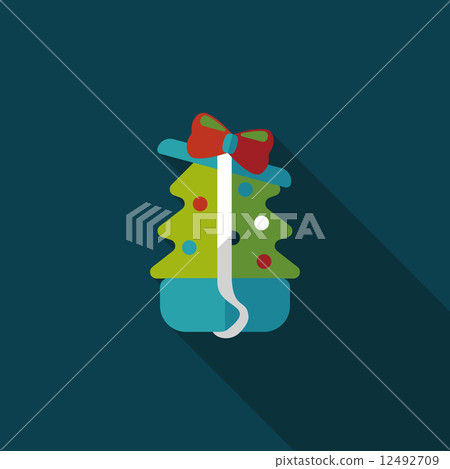 Christmas tree flat icon with long shadow, eps10 - Stock Illustration ...