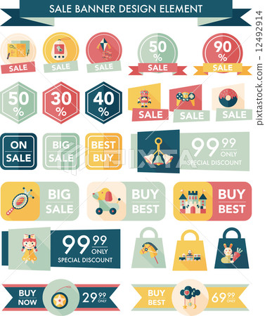 Toy sale banner design flat background set, eps10 - Stock Illustration ...