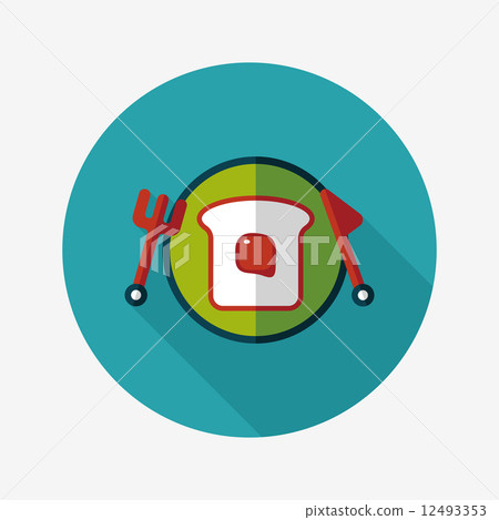 breakfast toast flat icon with long shadow,eps10 - Stock Illustration ...