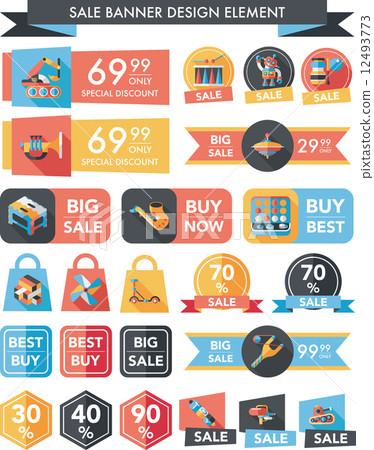 Toy sale banner design flat background set, eps10 - Stock Illustration ...