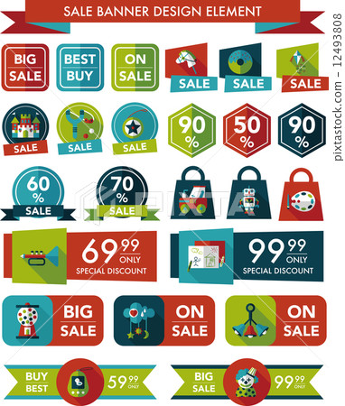 Toy sale banner design flat background set, eps10 - Stock Illustration ...