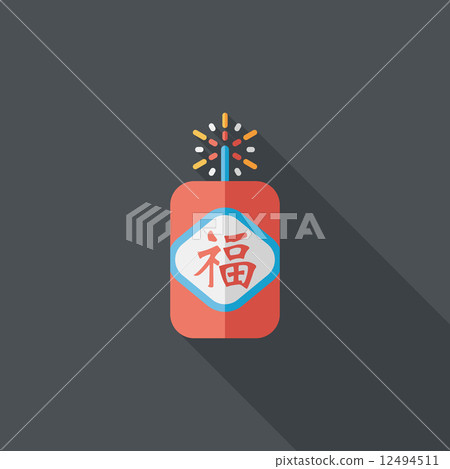 Chinese New Year flat icon, eps10, word Fu,... - Stock Illustration ...