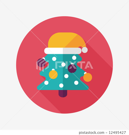 Christmas tree flat icon with long shadow, eps10 - Stock Illustration ...