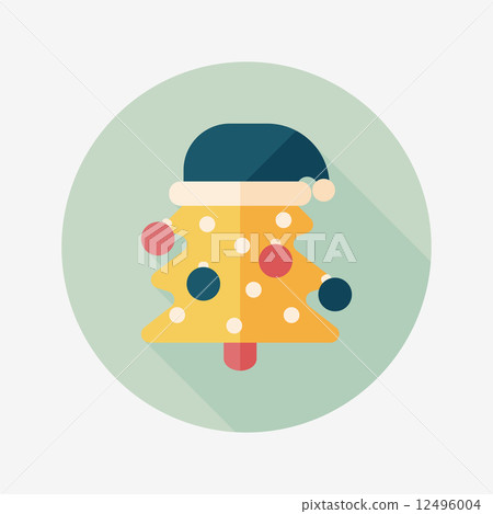 Christmas tree flat icon with long shadow, eps10 - Stock Illustration ...