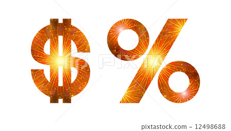 Set of signs, dollar and percent, firework - Stock Illustration ...