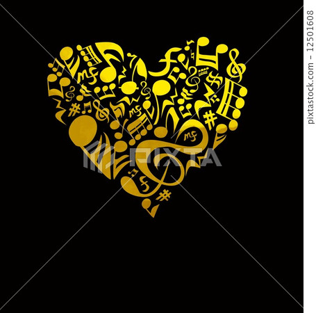 Gold heart note - Stock Illustration [12501608] - PIXTA