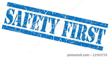 safety first blue square grunge textured... - Stock Illustration ...