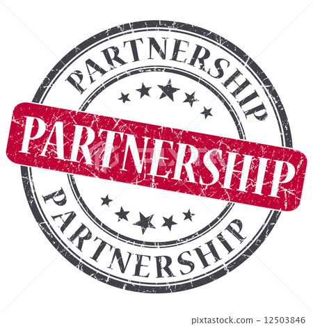 partnership red round grungy stamp isolated on... - Stock Illustration ...