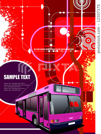 Abstract hi-tech background with city bus... - Stock Illustration ...