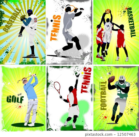 Six sport posters. Football, baseball, tennis,... - Stock Illustration ...