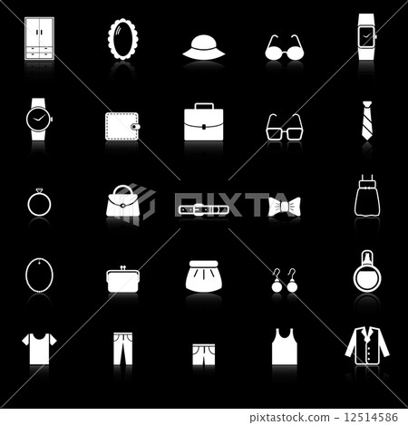 Dressing icons with reflect on black background - Stock Illustration ...