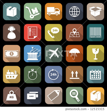 Logistics falt icons with long shadow - Stock Illustration [12515315 ...